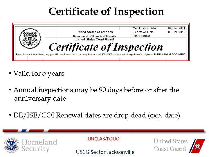 Sector Jacksonville Towing Vessel Industry Domestic Inspections Branch