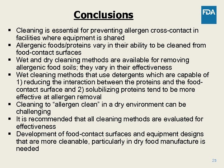 Role of Cleaning and Sanitation at Preventing Allergen