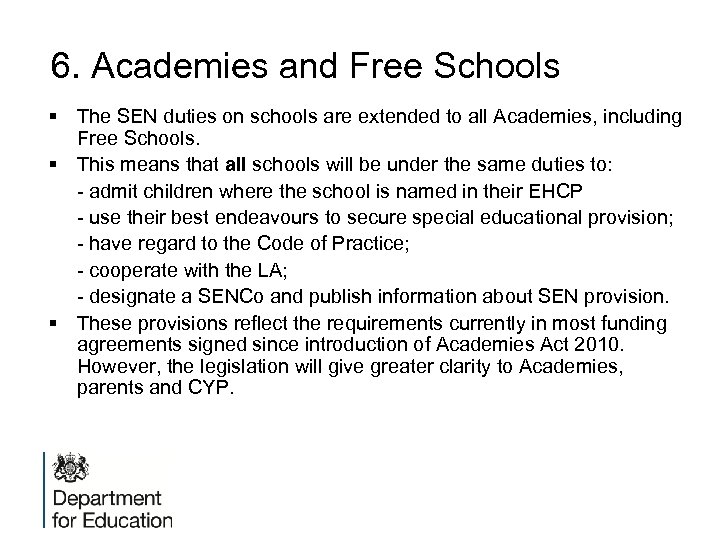 SEN and Disability National Policy Update National