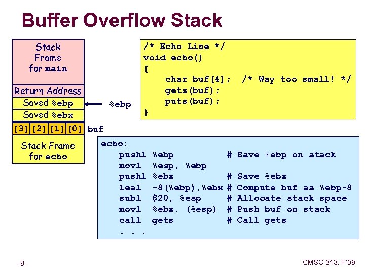 Machine-Level Programming Advanced Topics n Buffer Overflow