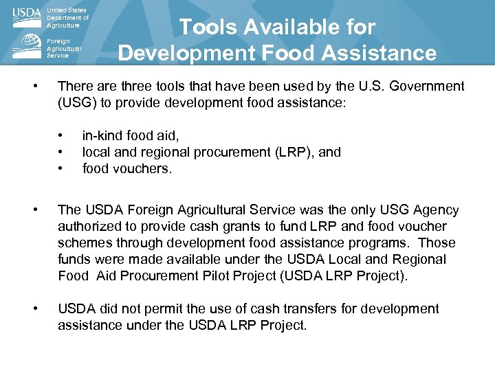 United States Department of Agriculture Foreign Agricultural Service