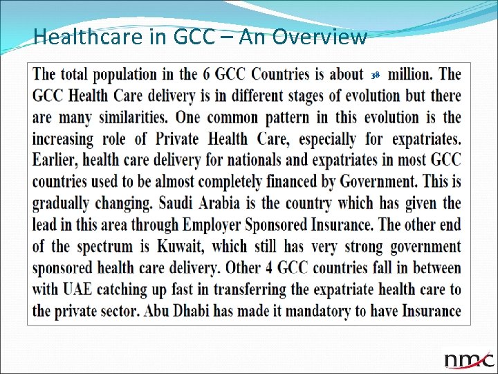 Health care in GCC NMC Group UAE