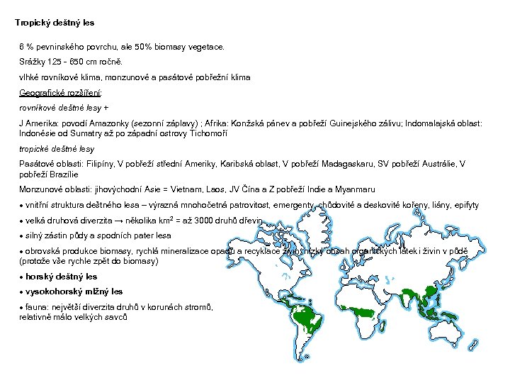 BIOMY Okolo 10 terestrických typů a vodní biomy