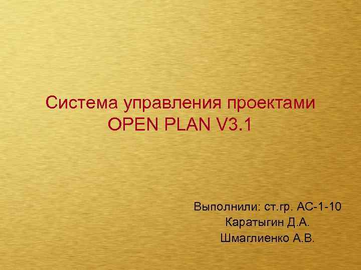 Система управления проектами OPEN PLAN V 3 1