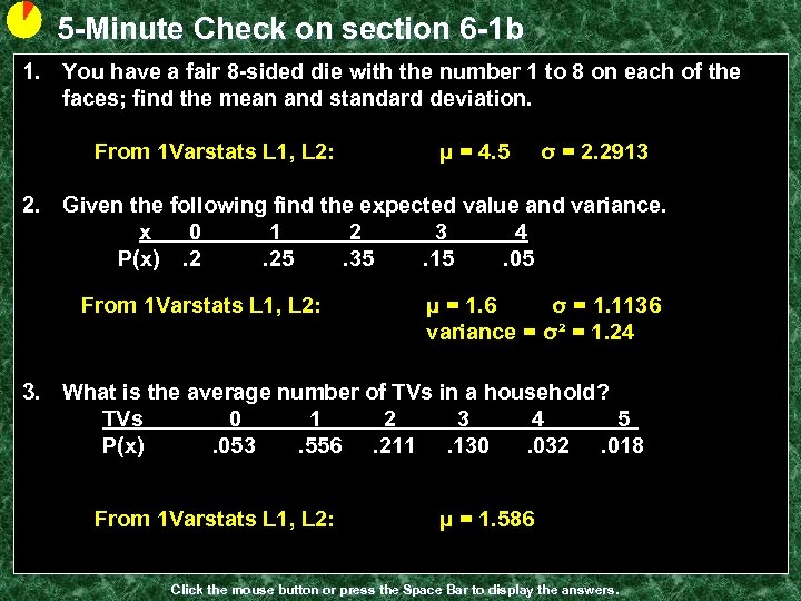 5 -Minute Check on section 6 -1 b