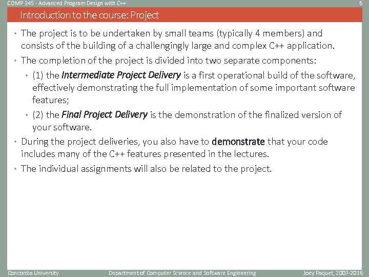 COMP 345 — Advanced Program Design with C