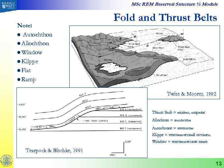 MSc REM Reservoir Structure ½ Module Structure Families