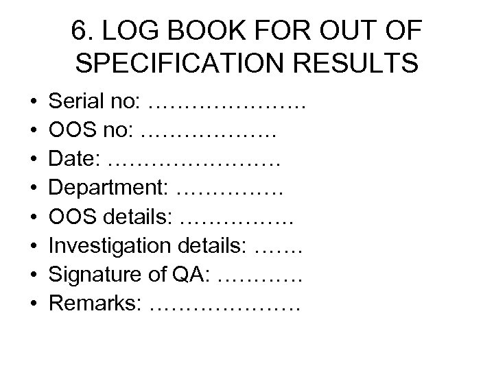 Handling of out of specification results Michael Koupparis