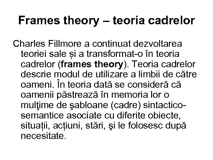 Frame Net Charles Fillmore Plan