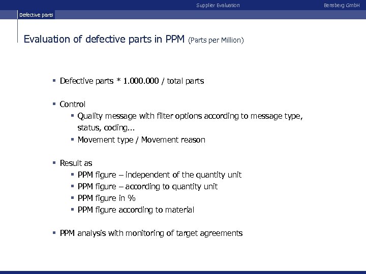 Supplier Evaluation Bensberg Gmb H Supplier Evaluation