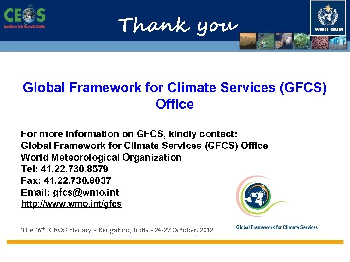 WMO OMM Global Framework for Climate Services GFCS