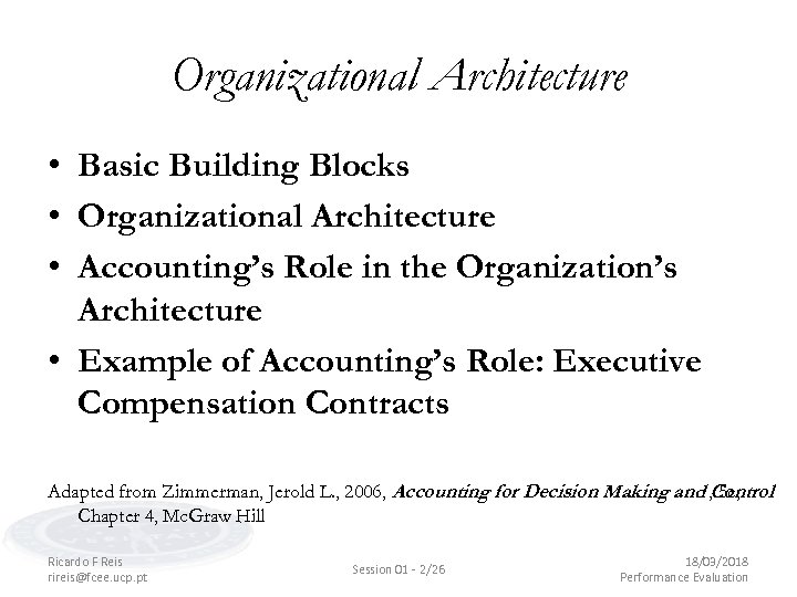 1 st session Organizational Architecture and Accounting Performance