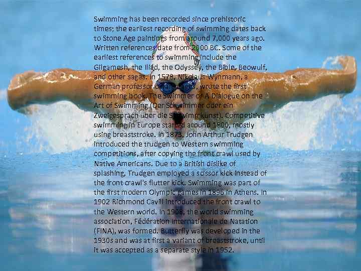 Project 2 History file Swimming has