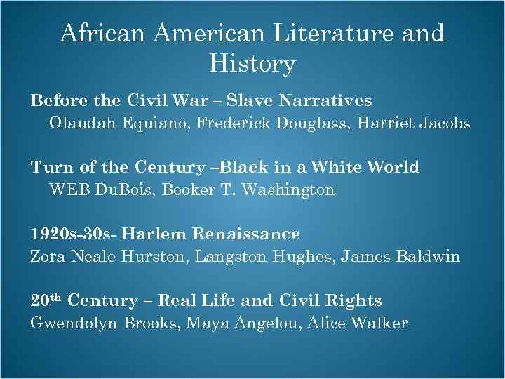 The Foundations of African American Literature Anna Oldfield