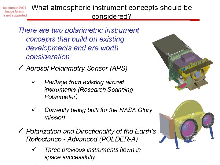 What atmospheric instrument concepts should be considered There
