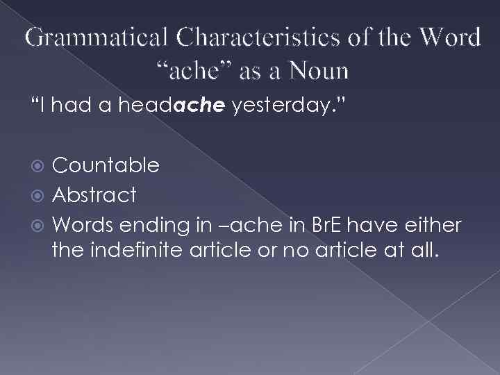 Analysis of the word ache Made by Mazanik