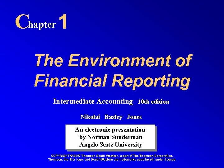 Chapter 1 The Environment of Financial Reporting Intermediate