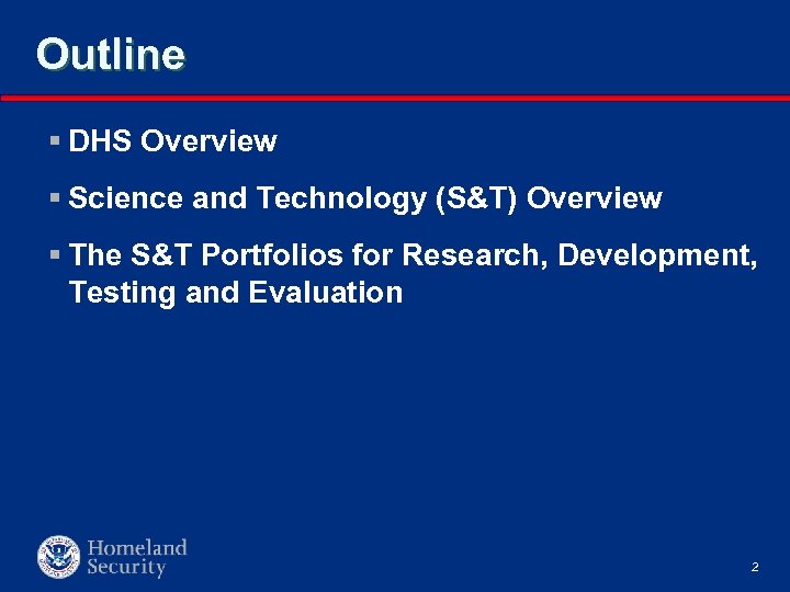 Department of Homeland Security Science and Technology Overview