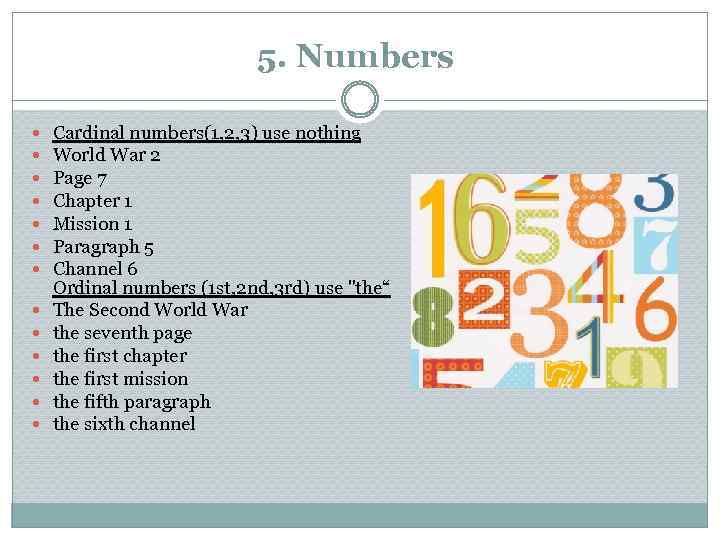 Lesson 2 ARTICLES Table of Articles NUMBER