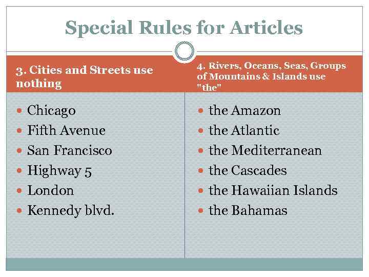 Lesson 2 ARTICLES Table of Articles NUMBER