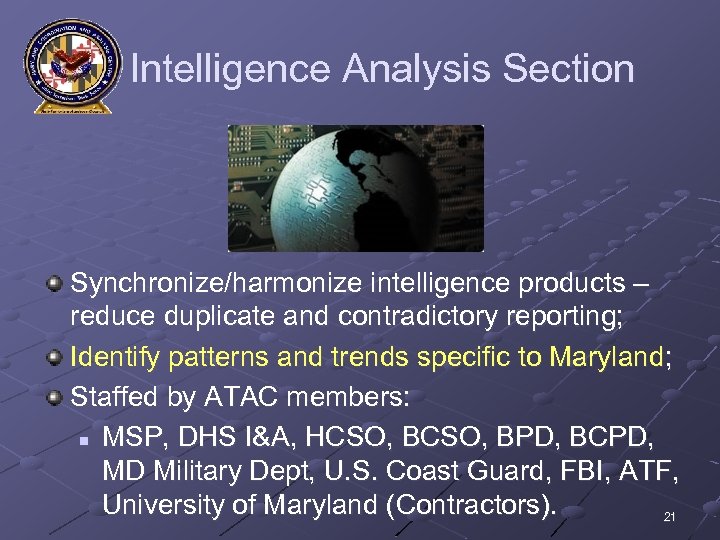 Maryland Coordination Analysis Center Overview February 2010