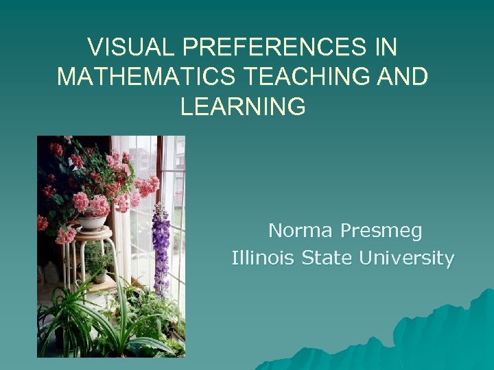 VISUAL PREFERENCES IN MATHEMATICS TEACHING AND LEARNING Norma