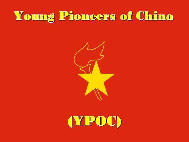 Young Pioneers of China YPOC The Young