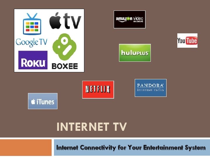 INTERNET TV Internet Connectivity for Your Entertainment System