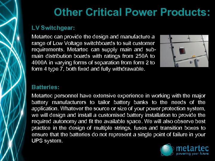 The Critical Power Specialists Who are Metartec