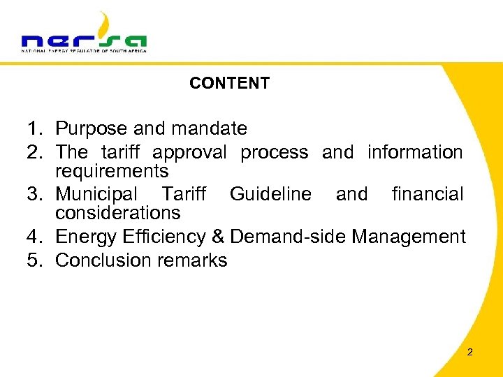 MUNICIPAL TARIFF DETERMINATION PROCESS PRESENTATION TO PPC ON
