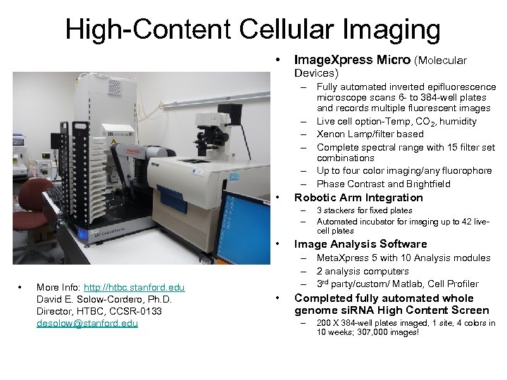 High-Throughput Bioscience Center HTBC Access to rapidly