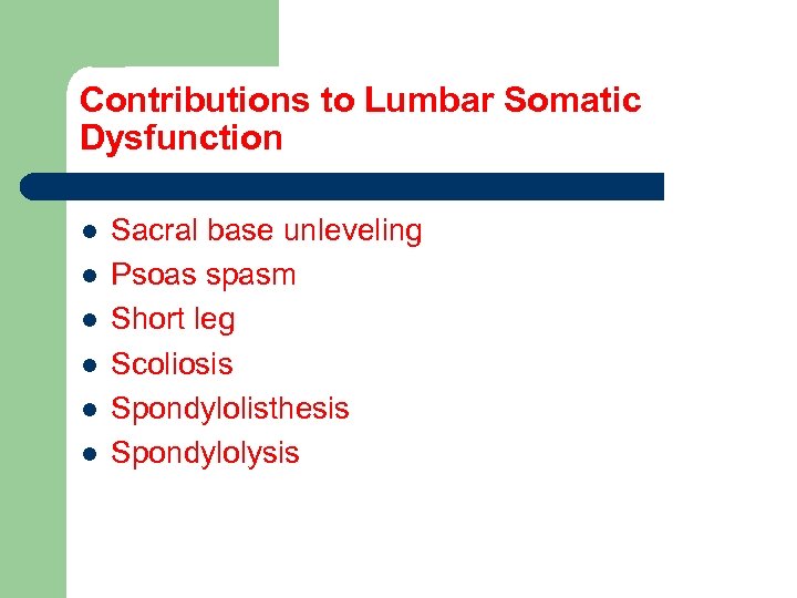 Pediatric Lumbar OMT Module l l American College