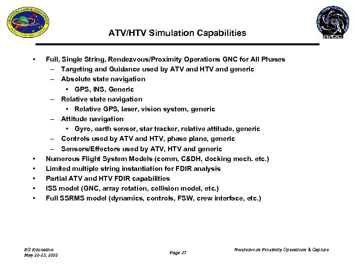 NRL Presentation — Rendezvous Proximity Operations
