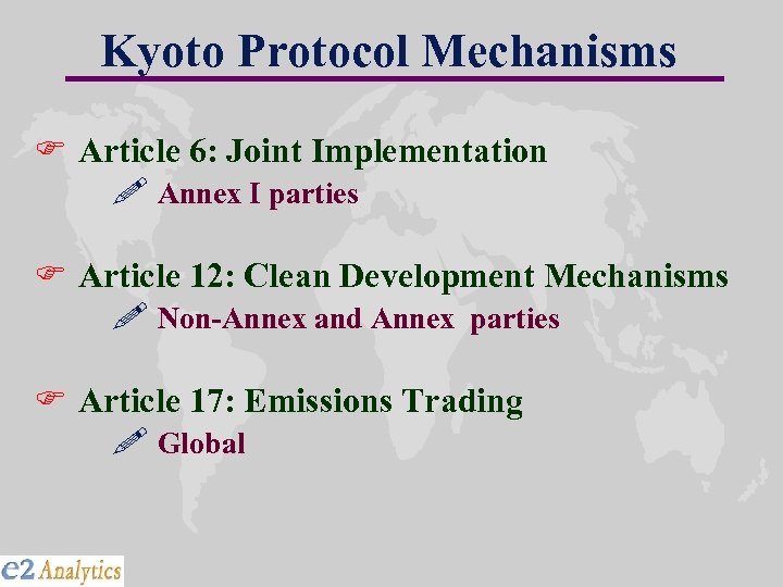 Dynamics of Global Emissions Mitigation Market P R