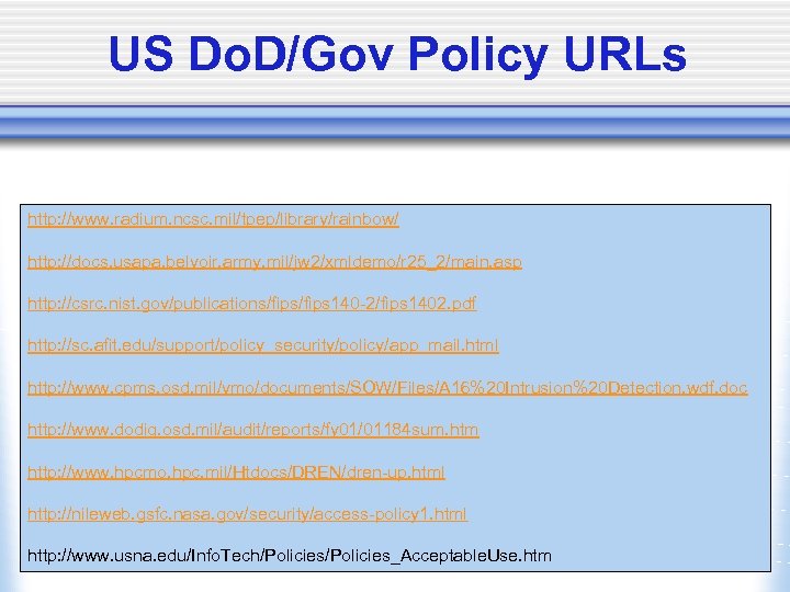Security Policy US Gov Do D Examples