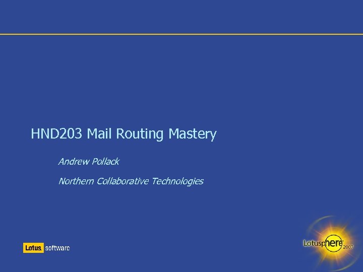 HND 203 Mail Routing Mastery Andrew Pollack Northern