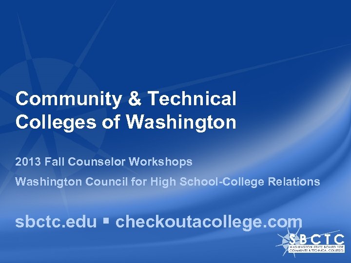 Community Technical Colleges of Washington 2013 Fall