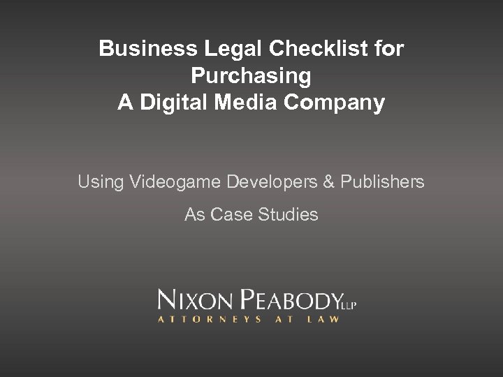 Business Legal Checklist for Purchasing A Digital Media