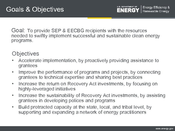 Technical Assistance Overview SEP EECBG Technical Assistance