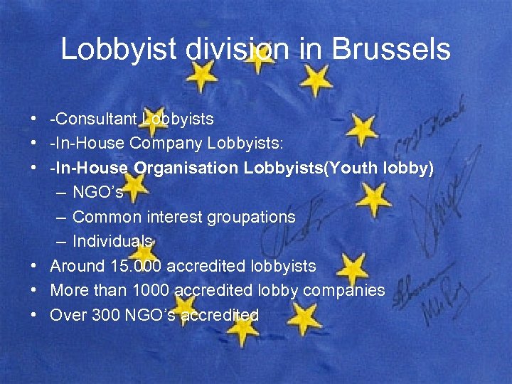 Youth Lobby Lobbyist division in Brussels