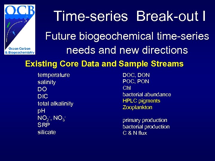 Time-series Break-out I Future biogeochemical time-series needs and