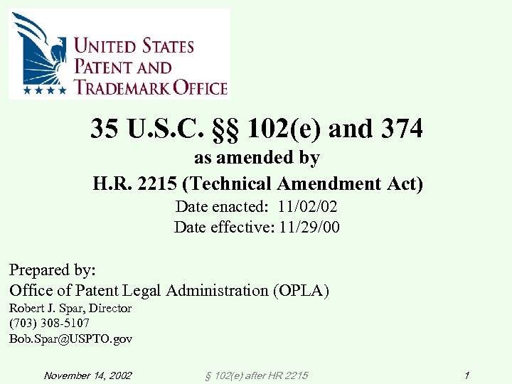 35 U S C 102 e and 374