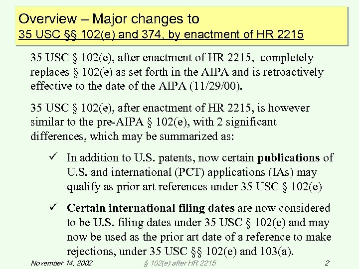 35 U S C 102 e and 374