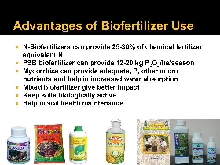 Biofertilizers Types of Biofertilizers covered Other Biofertilizers