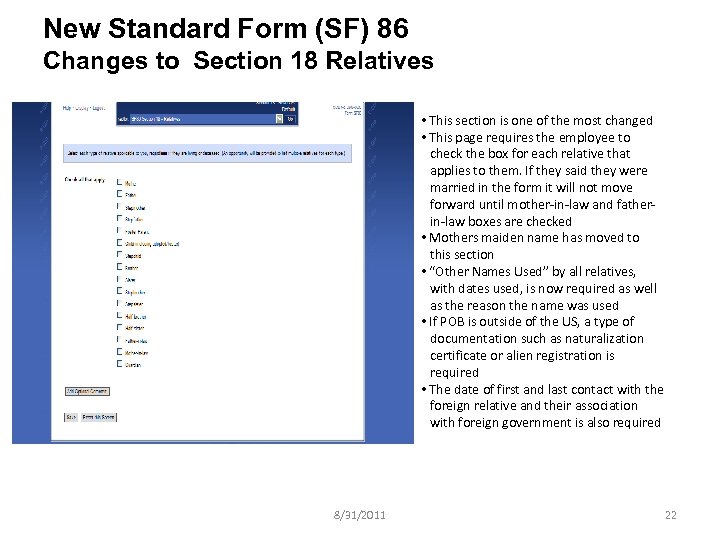 New Standard Form SF 86 JPAS Release 4