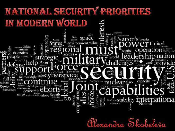 national security priorities in Modern World Alexandra Skobeleva