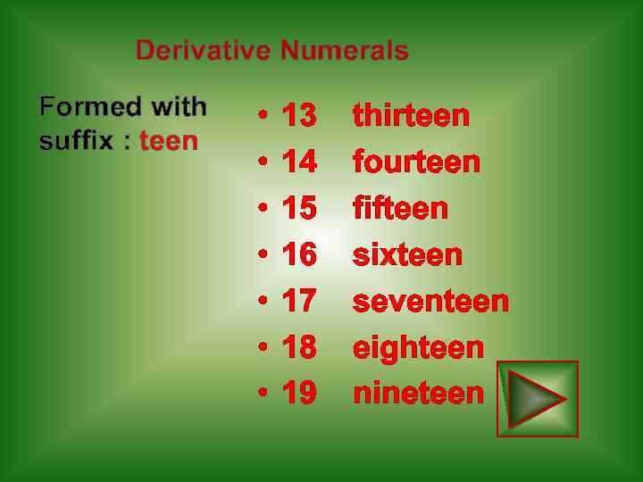 THE NUMERALS Numerals is a part of speech