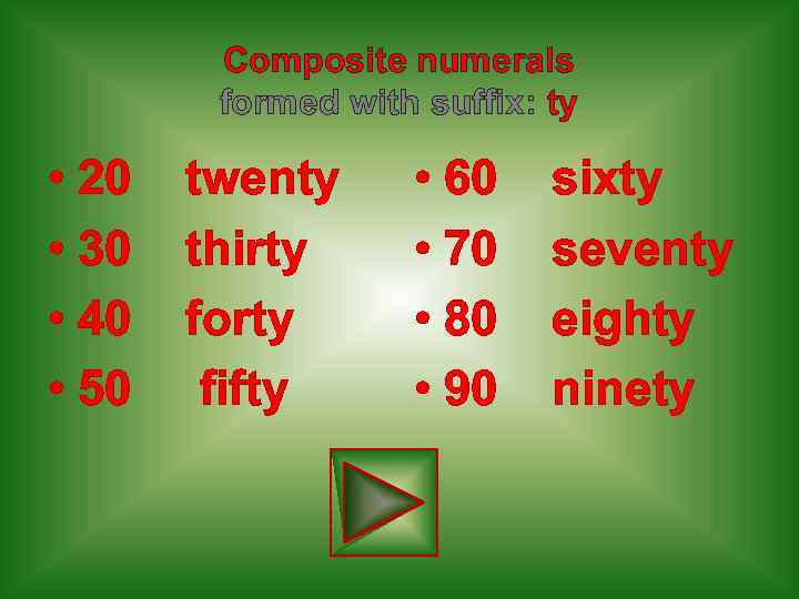 THE NUMERALS Numerals is a part of speech