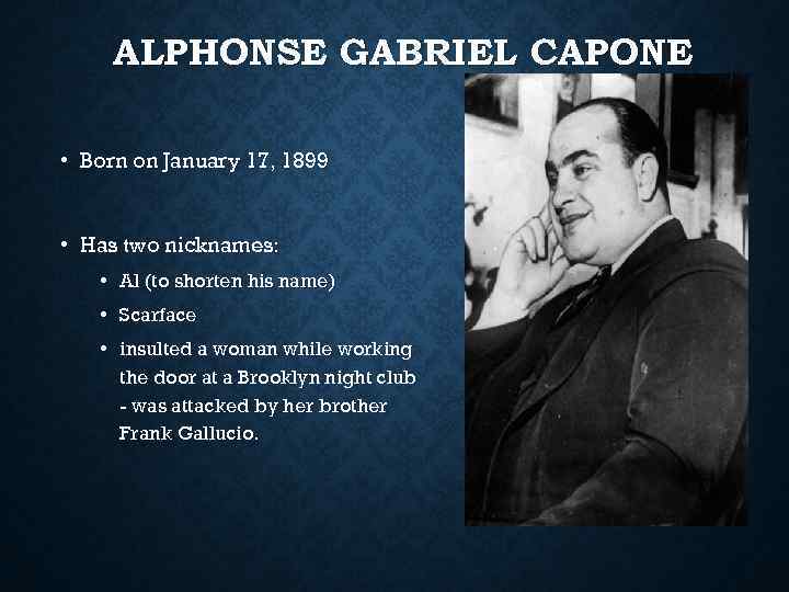 CHICAGO GANGSTER ASSIGNMENT ALPHONSE GABRIEL CAPONE