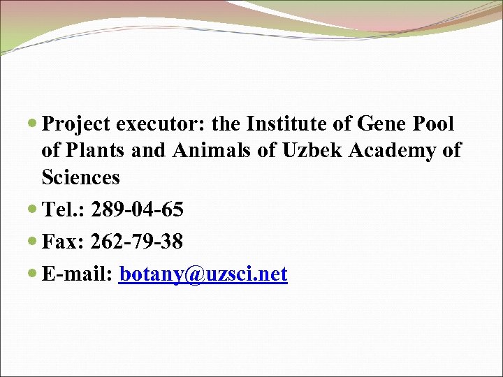 Uzbek Academy of Sciences The Institute of the